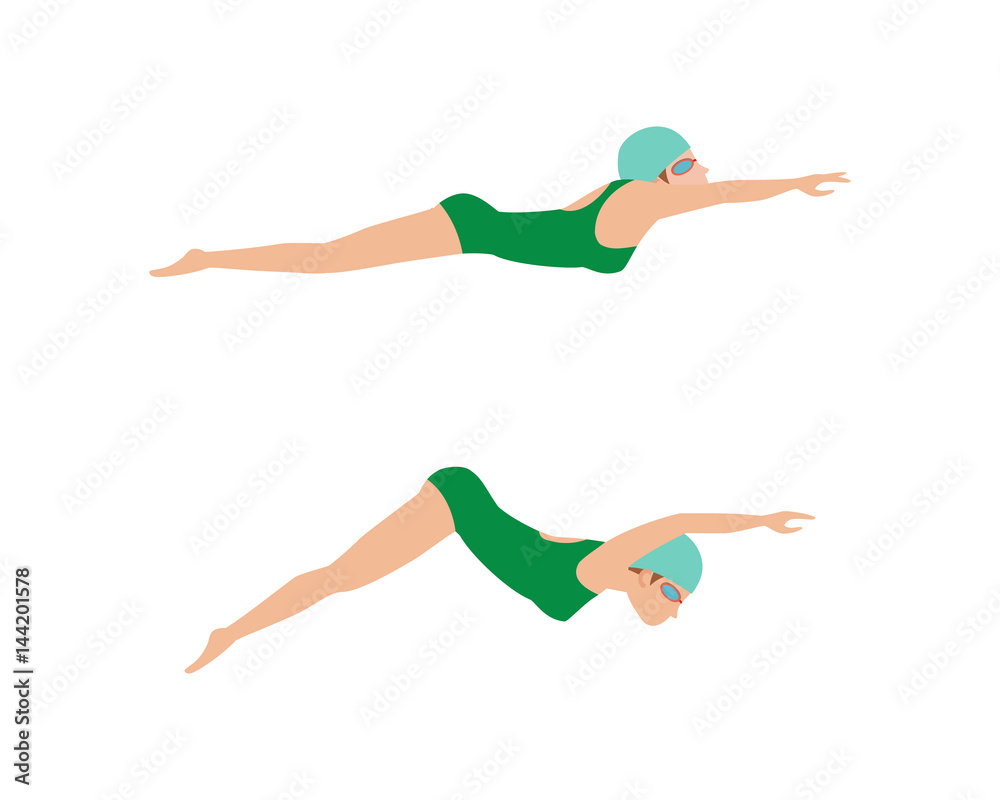 Vector illustration of swimming style scheme different swimmers man and ...
