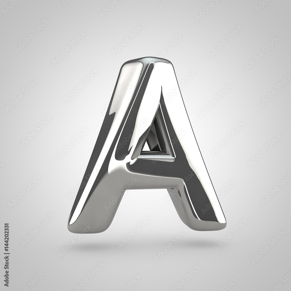 Silver letter A uppercase isolated on white background Stock ...