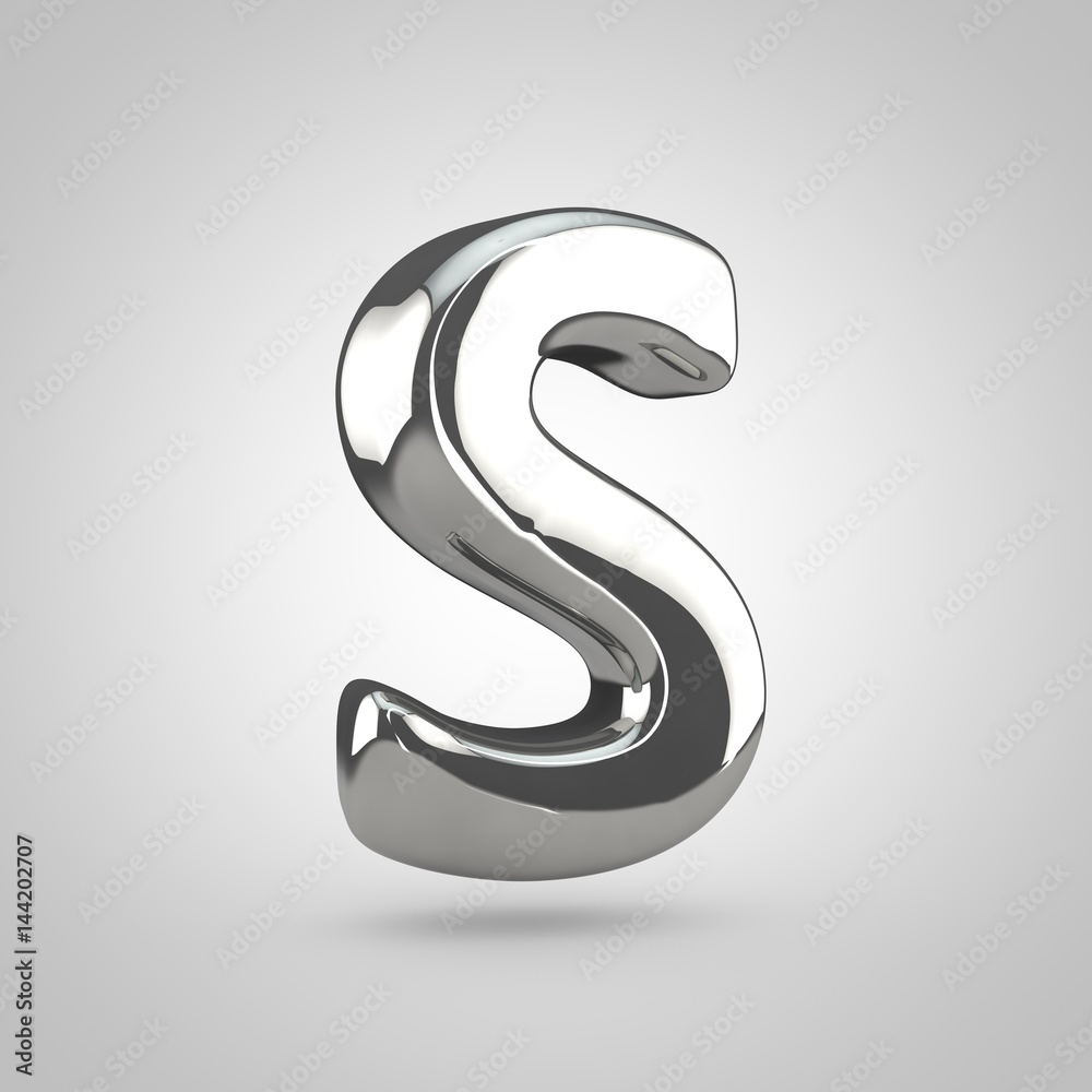 Silver letter S uppercase isolated on white background Stock ...