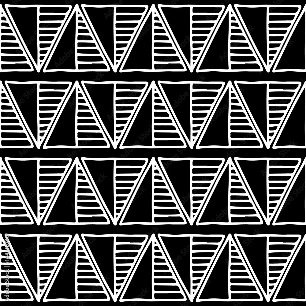 Seamless vector pattern. Black and white geometrical background with ...