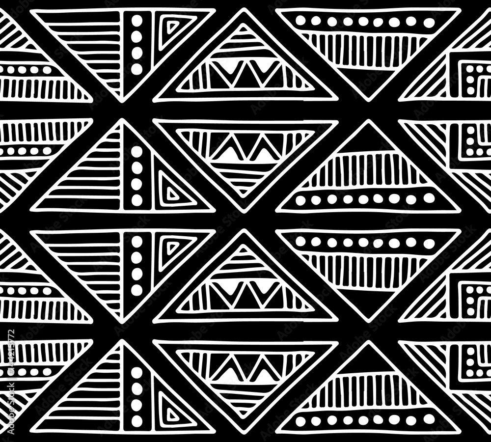 Seamless vector pattern. Black and white geometrical background with ...