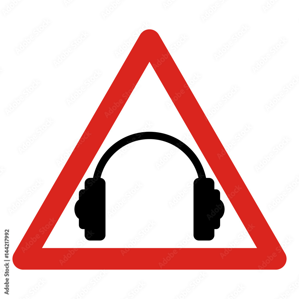Headphone wearing sign. Vector illustration. Stock Vector | Adobe Stock
