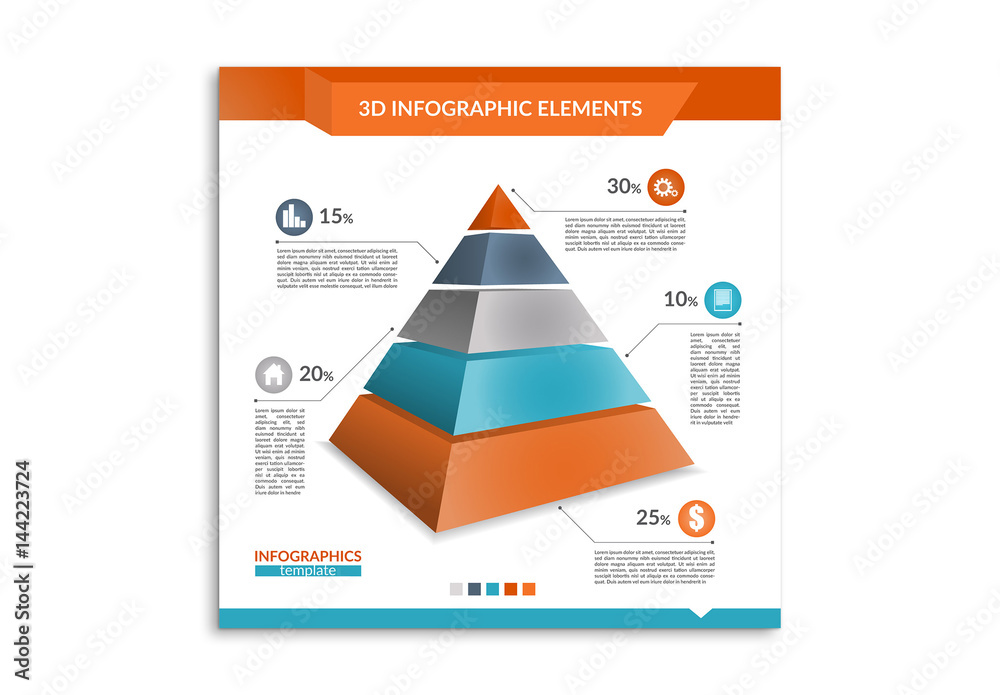 Tricolor 3D Infographic 1 Stock Template | Adobe Stock