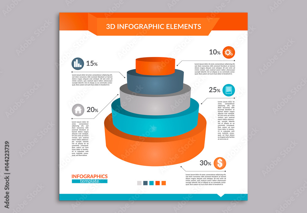 Tricolor 3D Infographic 2 Stock Template | Adobe Stock