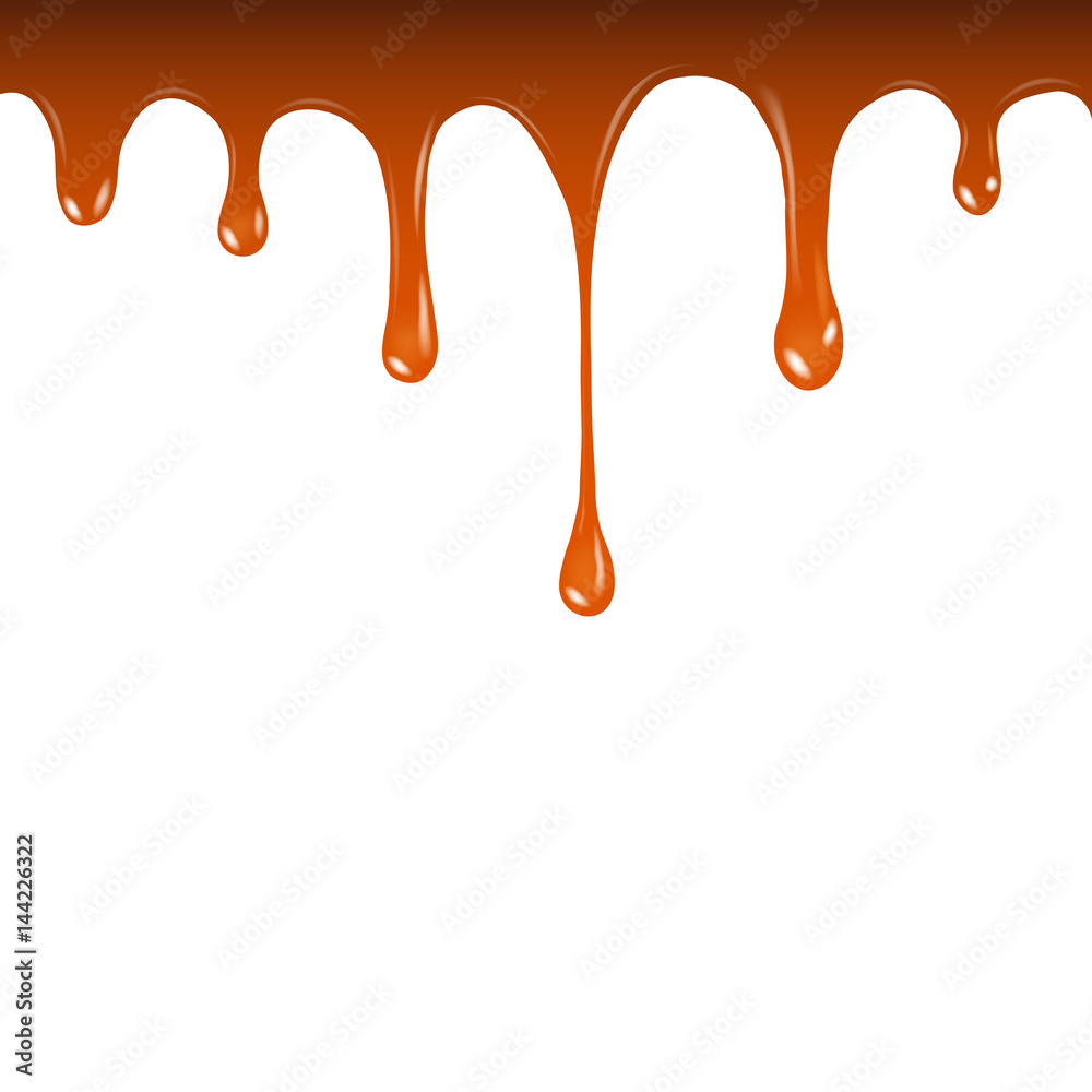 Vetor de Vector liquid caramel drip pattern isolated on a white ...