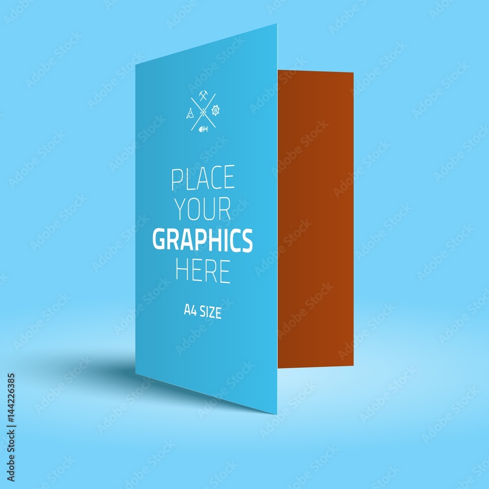 Vector template A4 folder, placed in interior. Mock-up for your designs ...