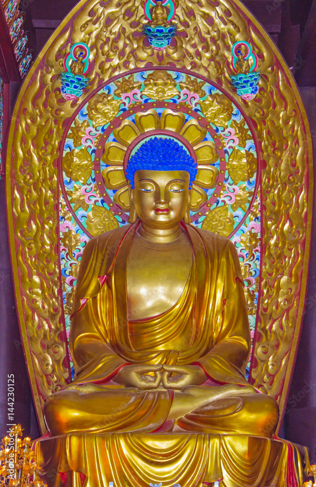 The trip to China. One of the three statues of Buddha in Nanshan temple ...