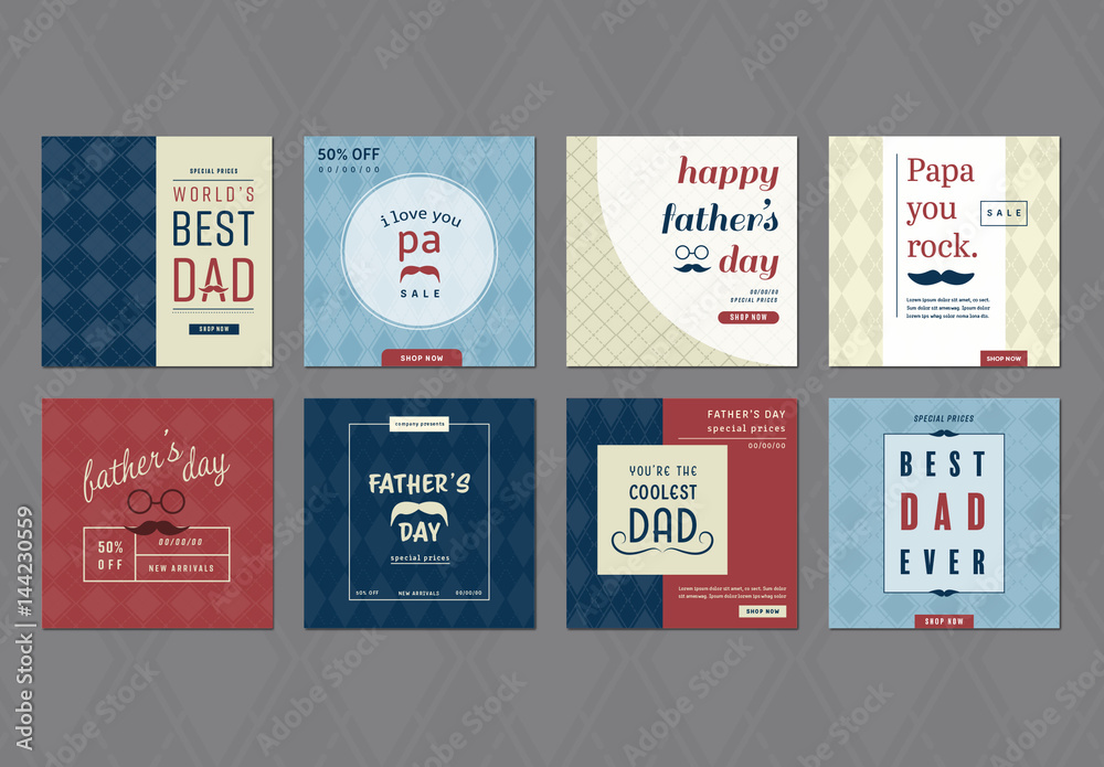 Square Father's Day Social Media Post Layouts Stock Template | Adobe Stock