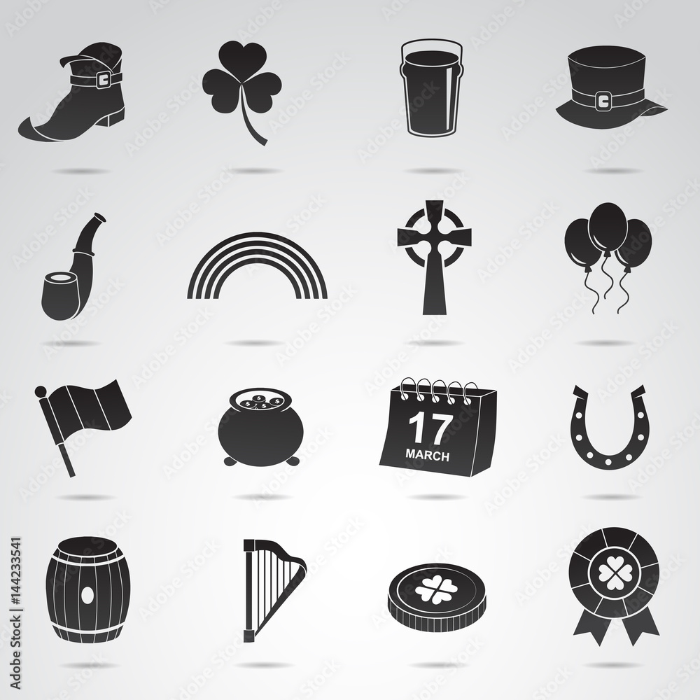 Symbols of Ireland vector icon set. Stock Vector | Adobe Stock