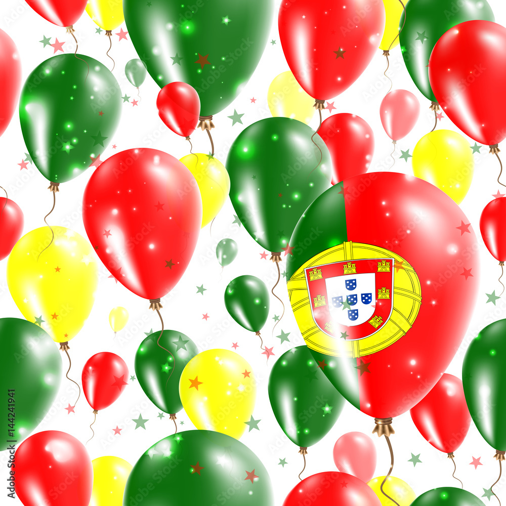 Portugal Independence Day Seamless Pattern. Flying Rubber Balloons in ...