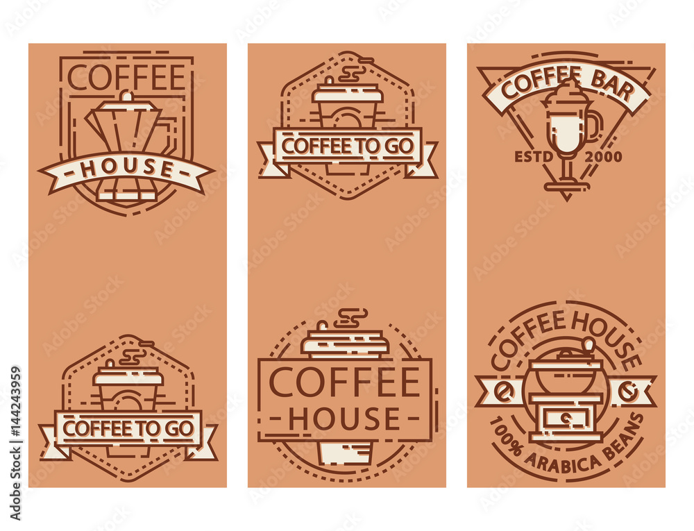 Coffee cards food design thin line for restaurant, cafe menu beverage ...