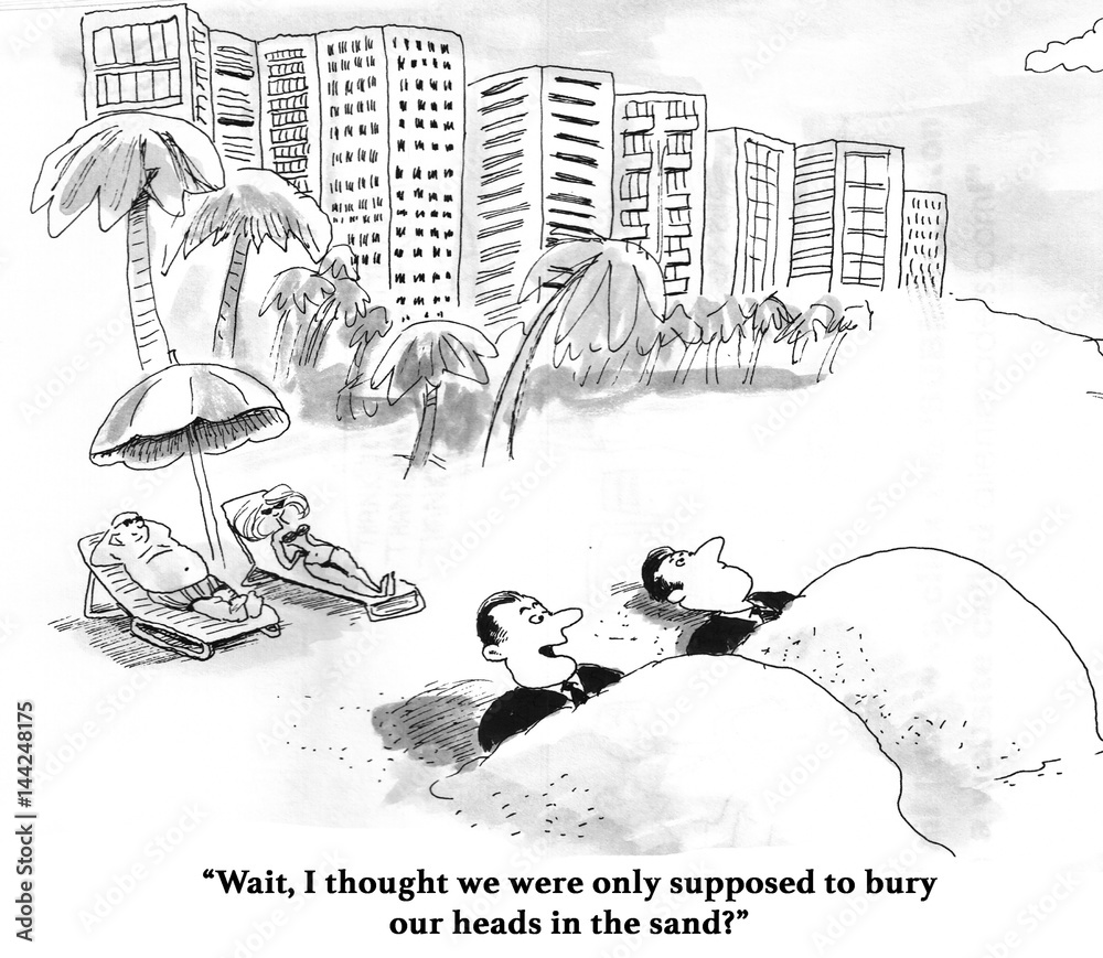 Business cartoon showing two business men buried in the sand. Stock ...