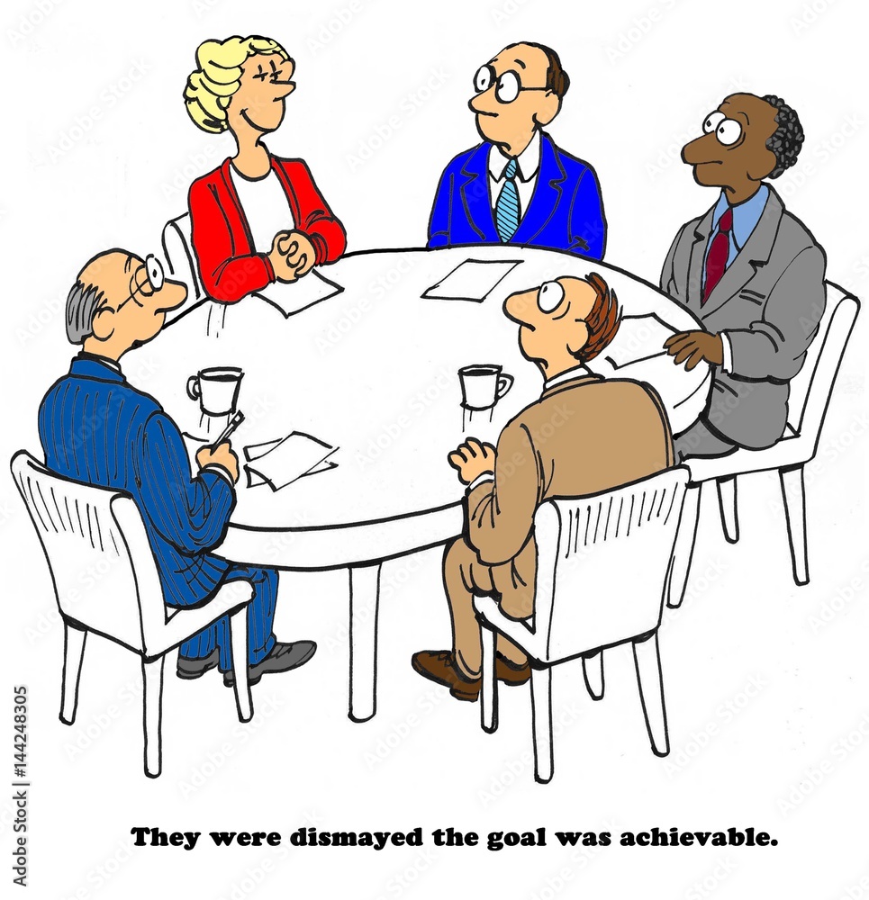 Business cartoon of successful woman and senior management 'they were ...
