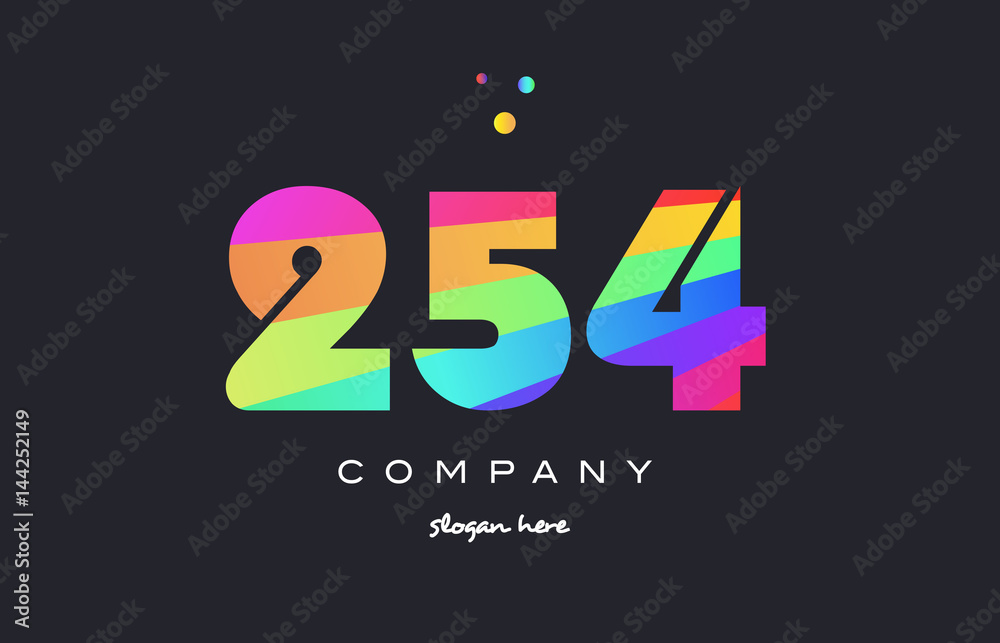 254 colored rainbow creative number digit numeral logo icon vector de ...