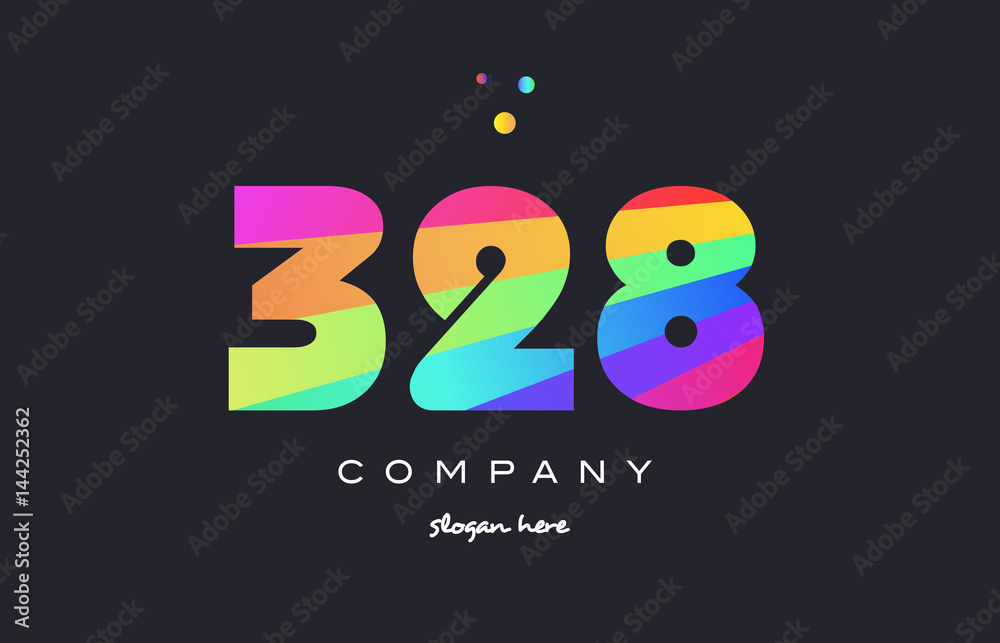 328 colored rainbow creative number digit numeral logo icon Stock ...