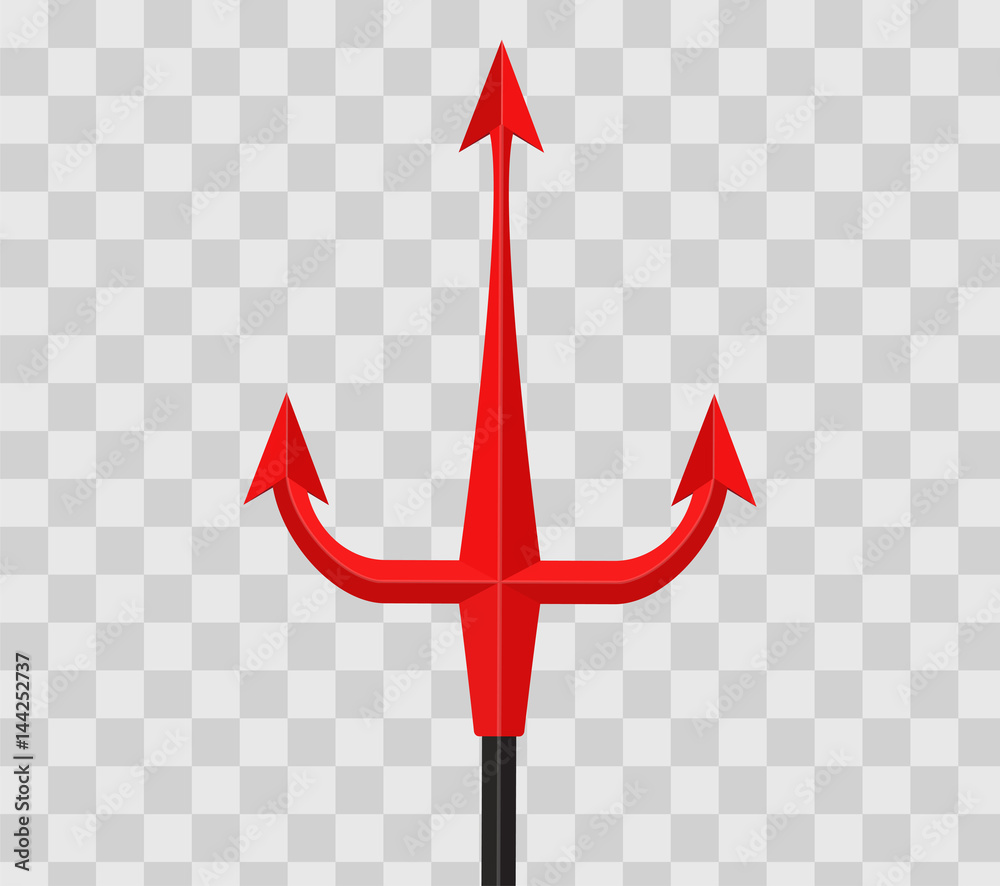 Red devil trident isolated on transparent checkered background. Vector ...
