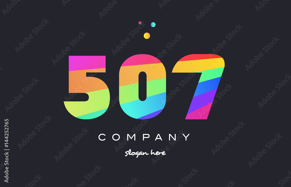 507 colored rainbow creative number digit numeral logo icon Stock ...