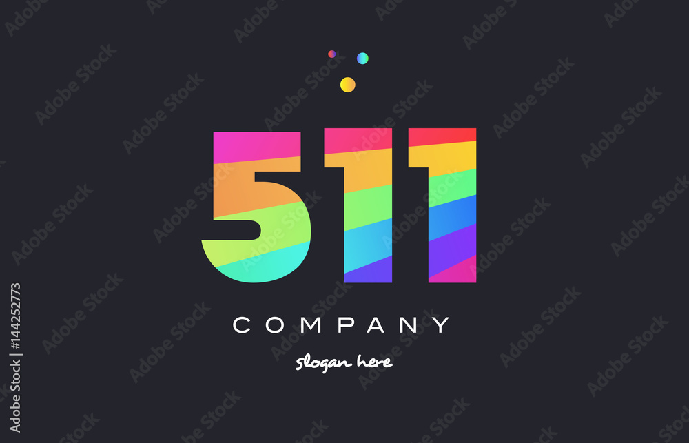 511 colored rainbow creative number digit numeral logo icon Stock ...
