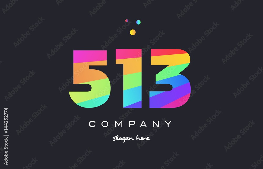 513 colored rainbow creative number digit numeral logo icon vector de ...