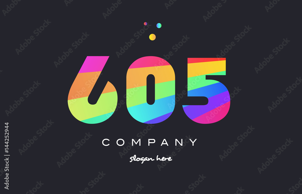 605 colored rainbow creative number digit numeral logo icon Stock ...