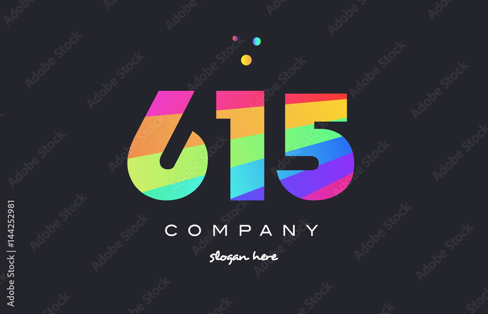 615 colored rainbow creative number digit numeral logo icon Stock ...