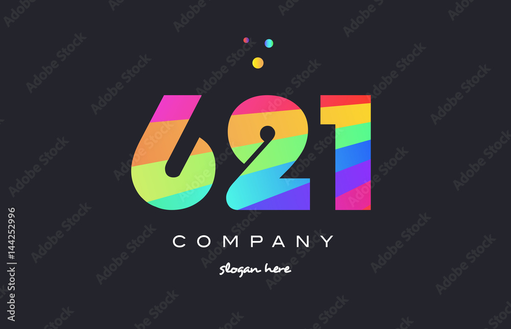 621 colored rainbow creative number digit numeral logo icon Stock ...