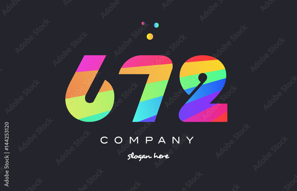 672 colored rainbow creative number digit numeral logo icon Stock ...