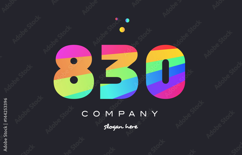 830 colored rainbow creative number digit numeral logo icon vector de ...