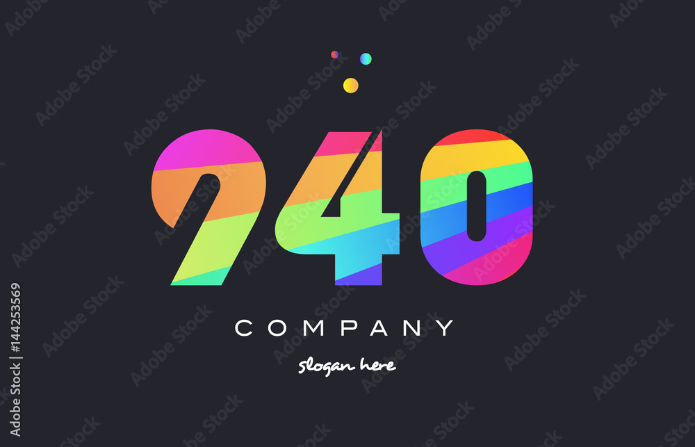 940 colored rainbow creative number digit numeral logo icon Stock ...