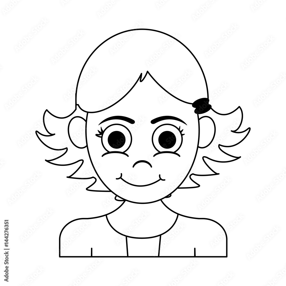 Vecteur Stock Girl Face Cartoon Icon Over White Background Vector