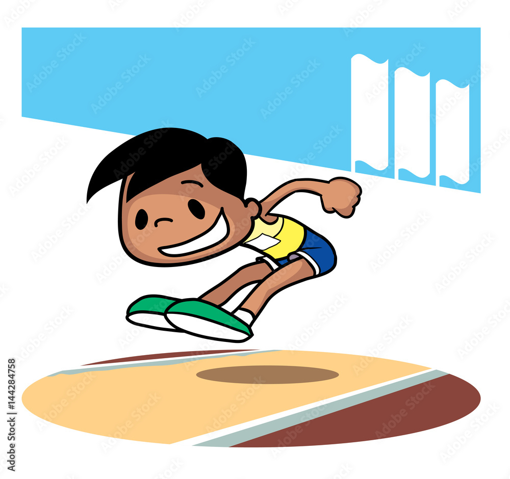 Long jump competition. Cartoon character. Vector illustration Stock ...