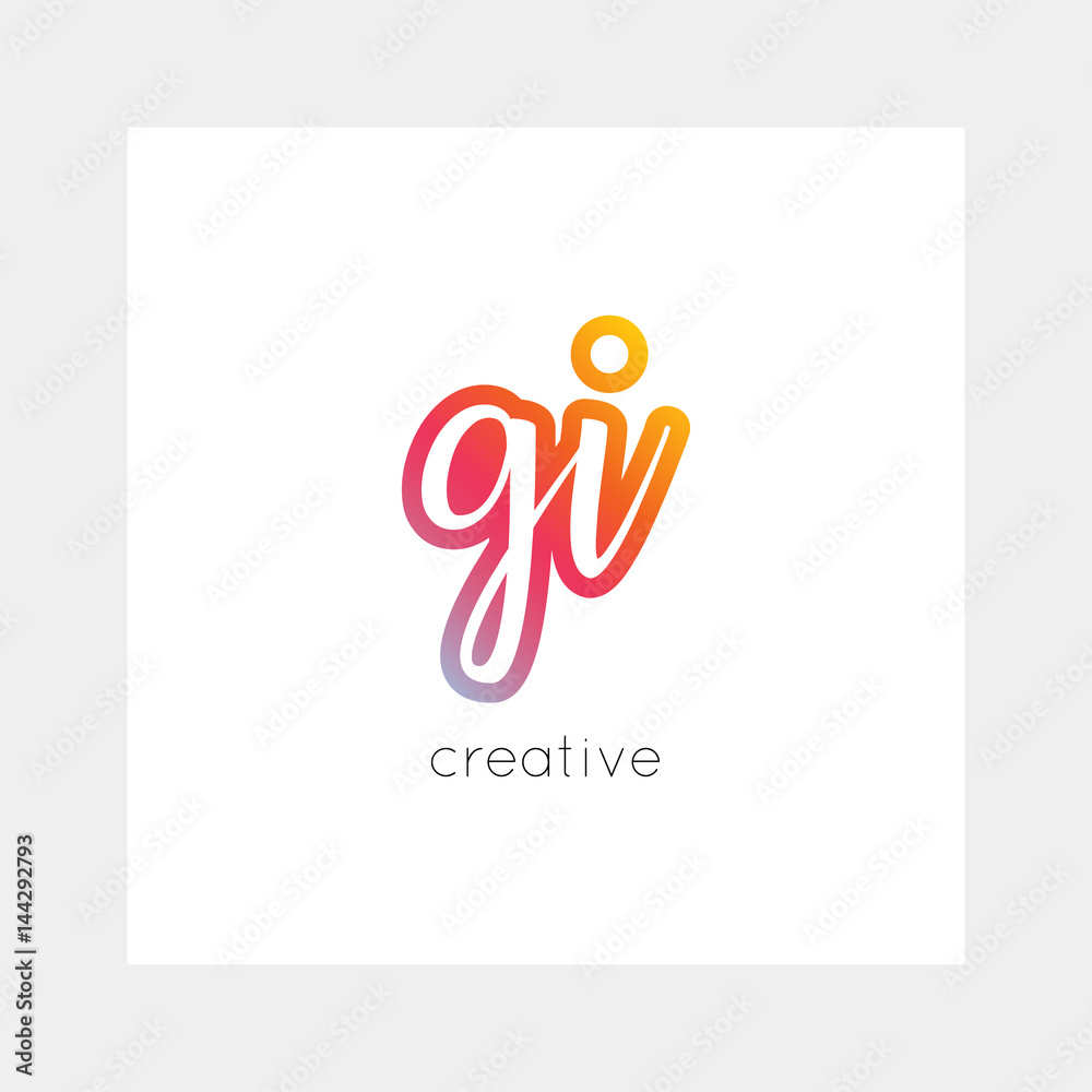 GI logo, vector. Useful as branding, app icon, alphabet combination ...
