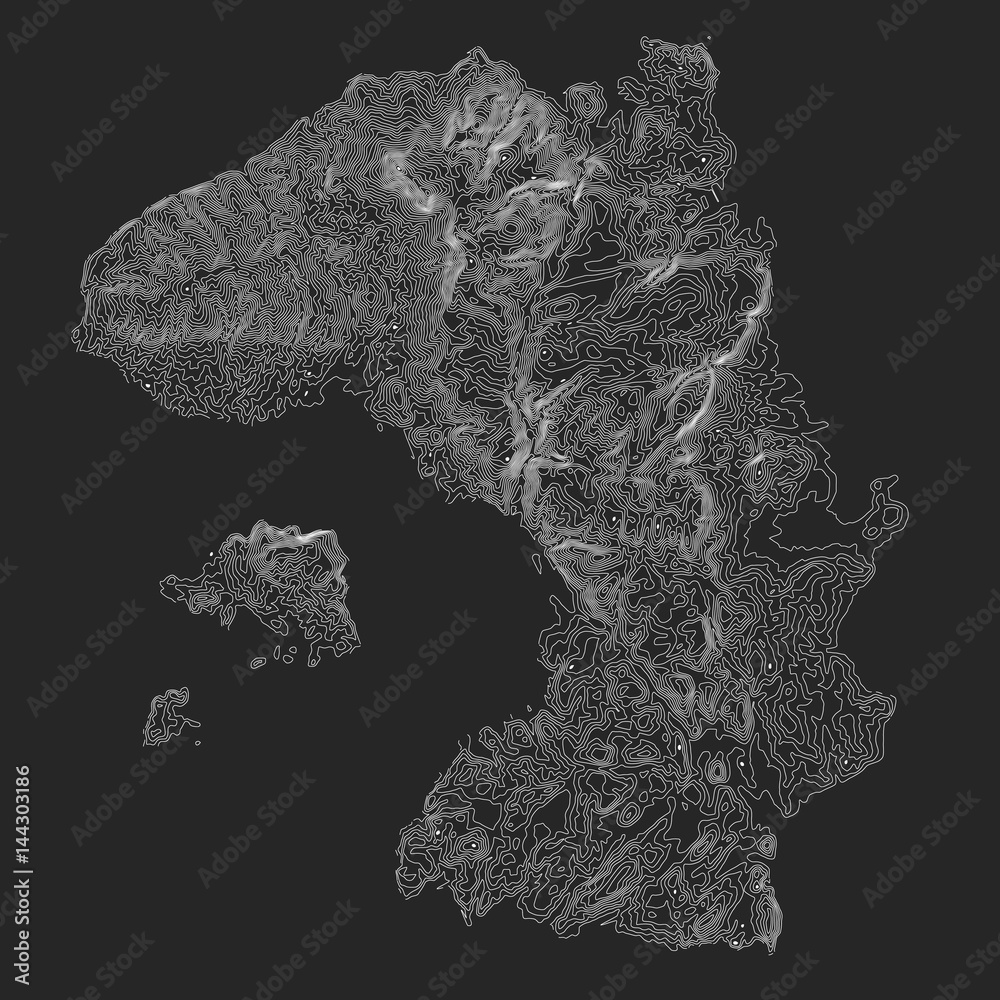Vector abstract earth relief dark map. Generated conceptual elevation ...