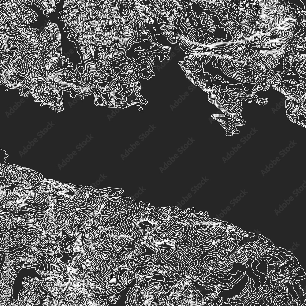 Vector Abstract Earth Relief Dark Map Generated Conceptual Elevation Map Isolines Of Landscape