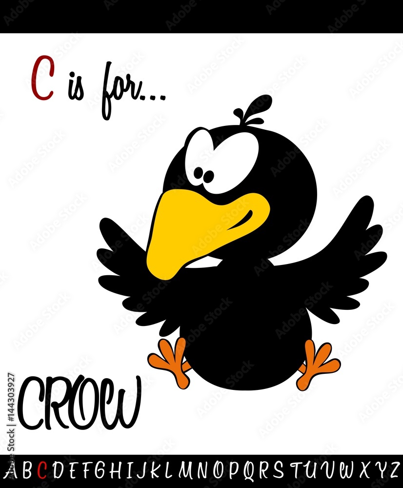 Illustrated vocabulary worksheet card with cartoon CROW Stock Vector ...