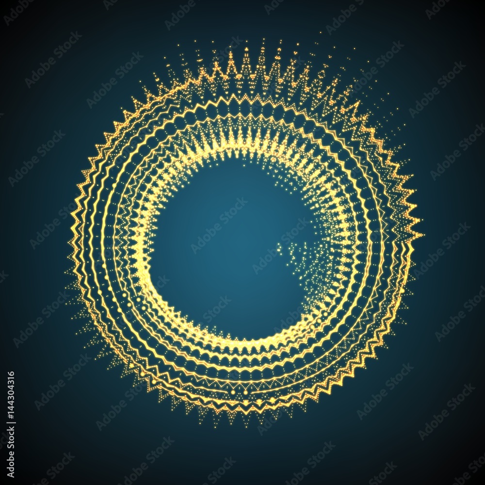Abstract vector mesh background. Donut point array. Oscillating ...