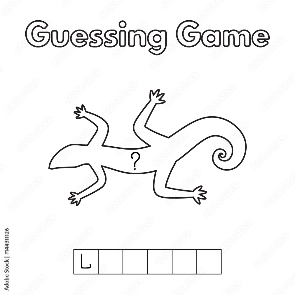 Cartoon Lizard Guessing Game Stock Vector | Adobe Stock
