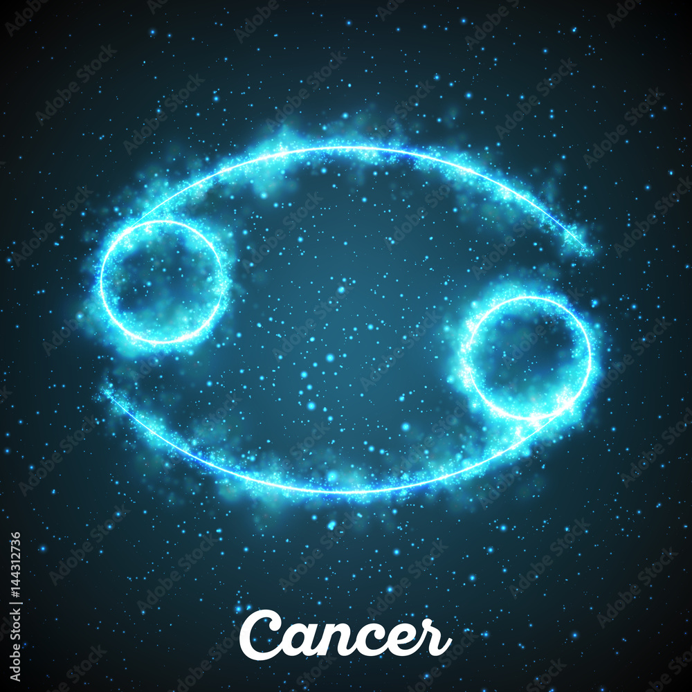 Vector abstract zodiac sign Cancer on a dark blue background of the ...