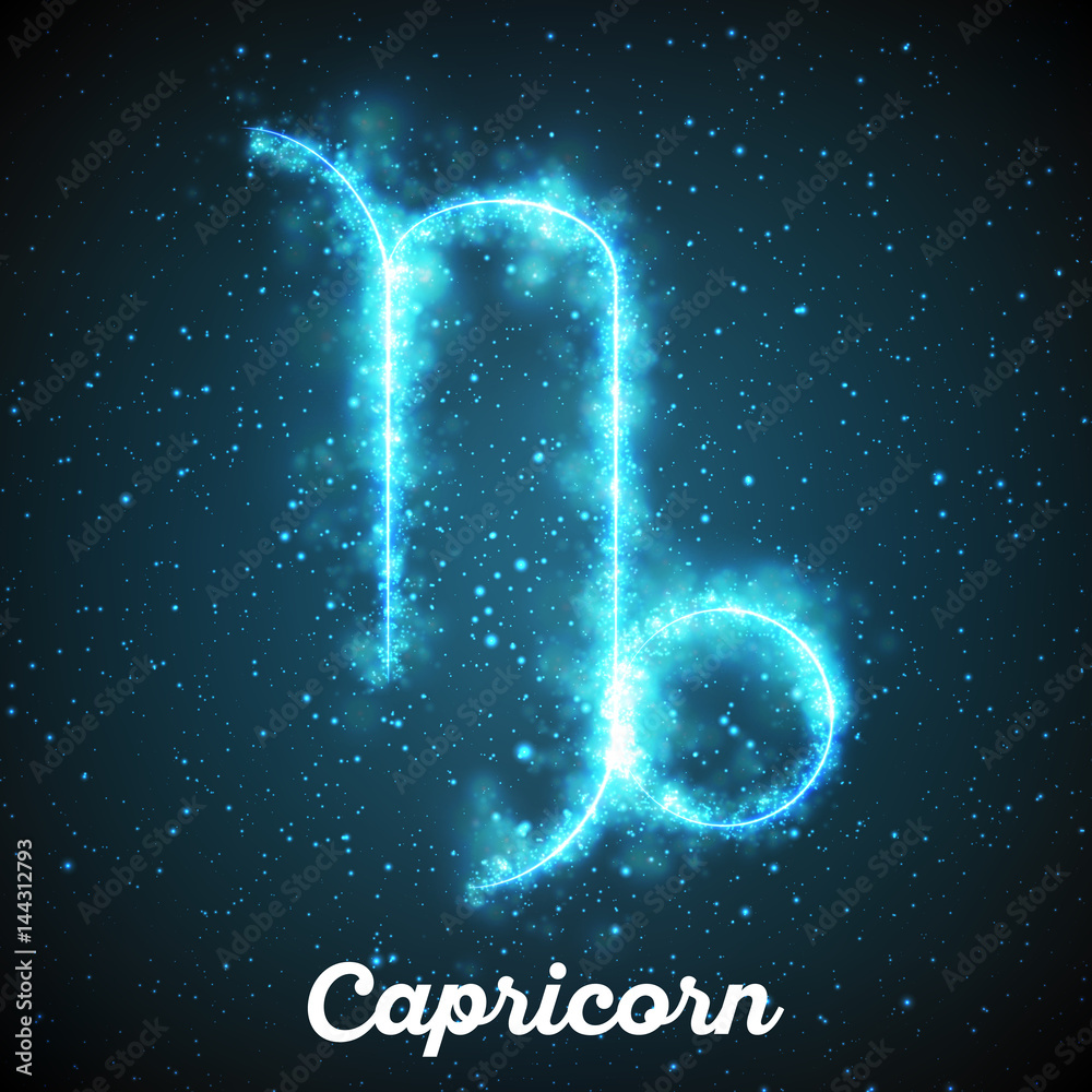 Vector abstract zodiac sign Capricorn on a dark blue background of the ...
