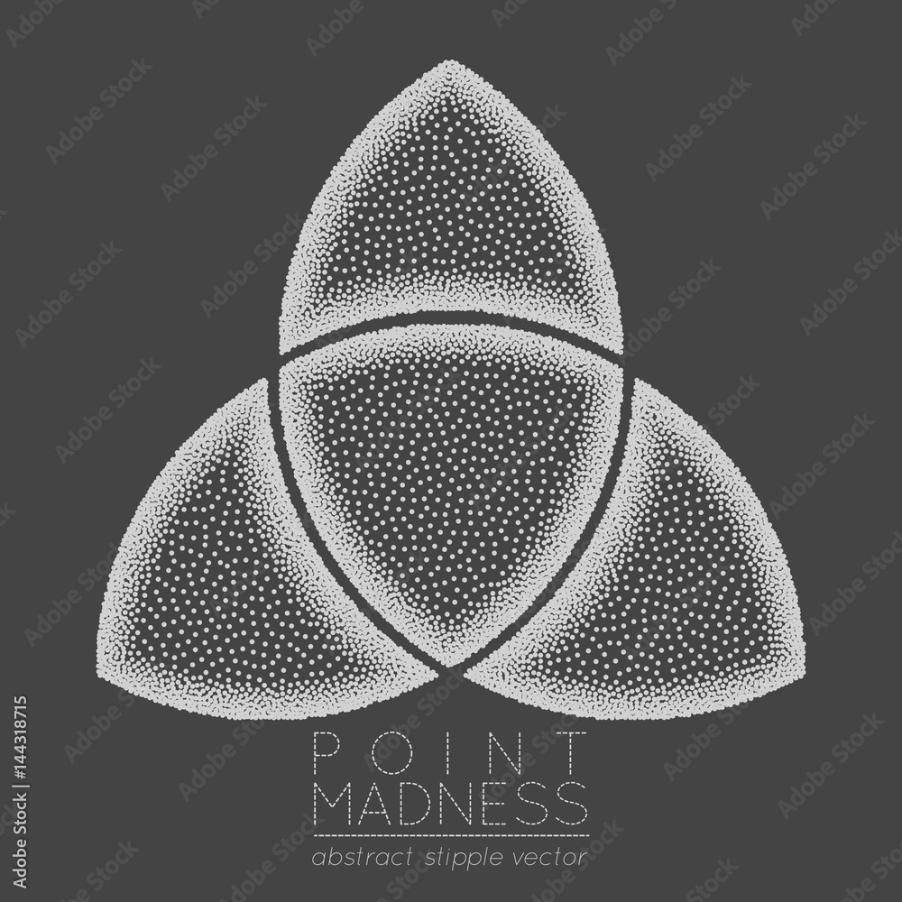 Vector illustration of abstract dotted symbol triquetra. Celtic sacred ...