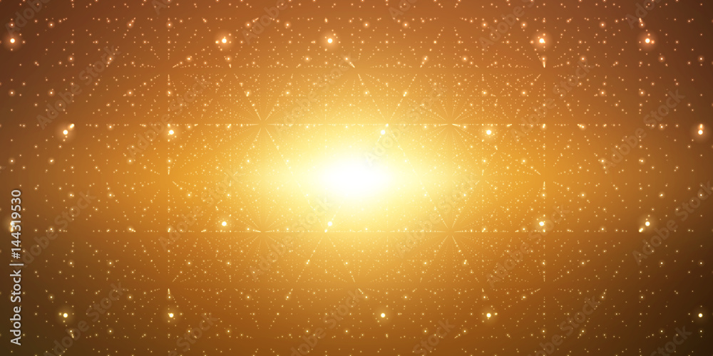Vector infinite space background. Matrix of glowing stars with illusion ...