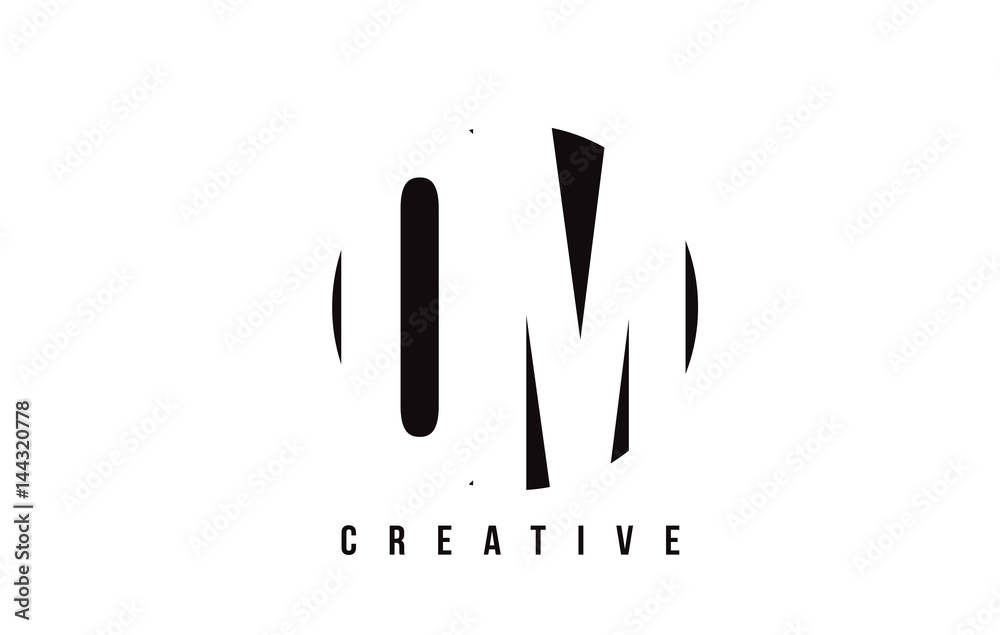 OM O M White Letter Logo Design with Circle Background. Stock Vector ...