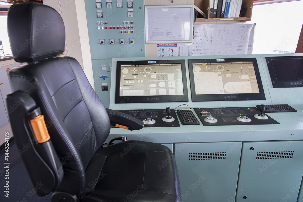 Dynamic position control panel on ship tanker Stock Photo | Adobe Stock
