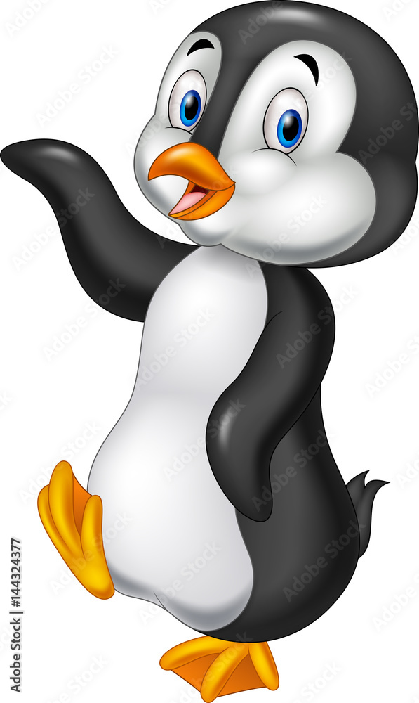 Cartoon penguin waving isolated on white background Stock Vector ...