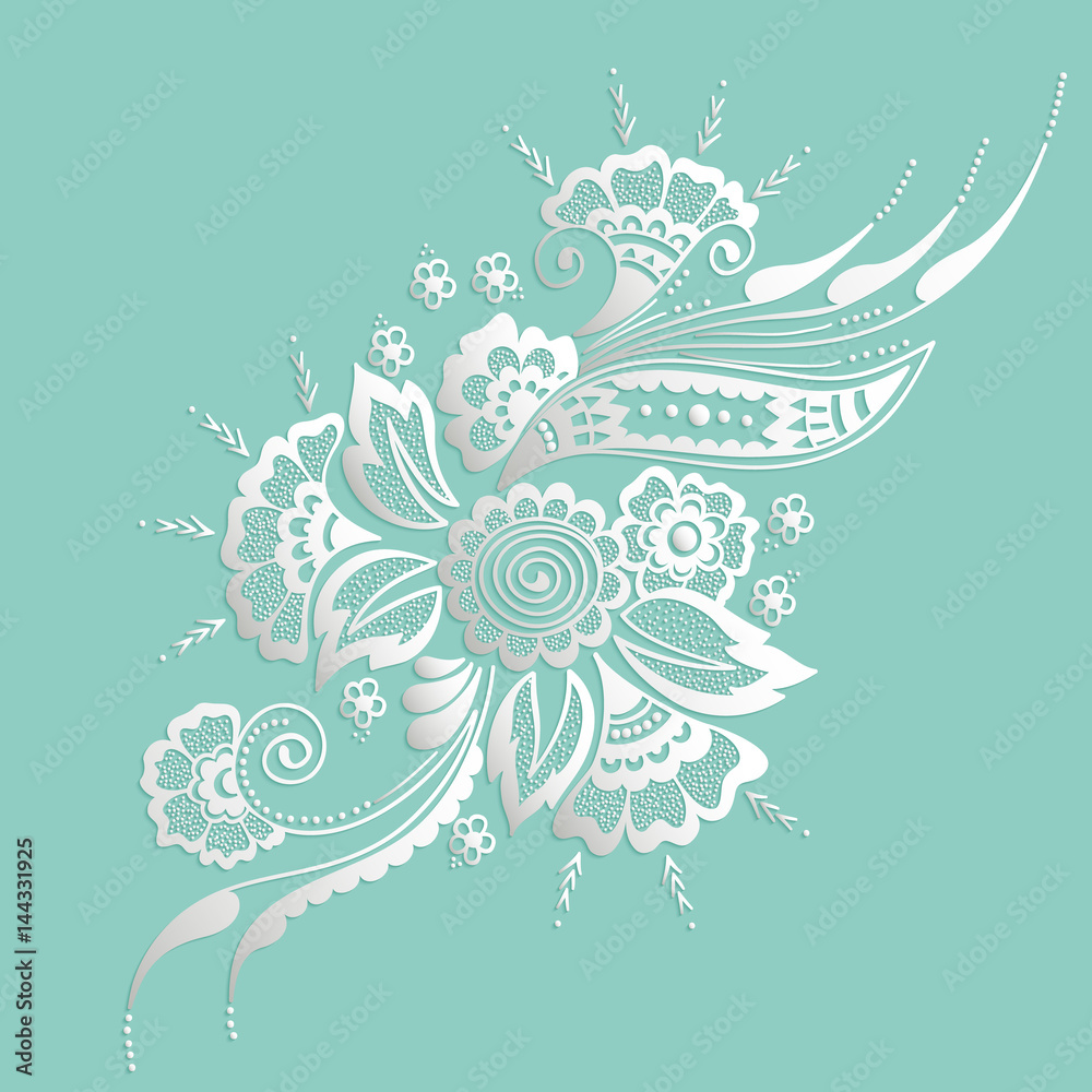 Vector illustration of mehndi ornament. Traditional indian style ...