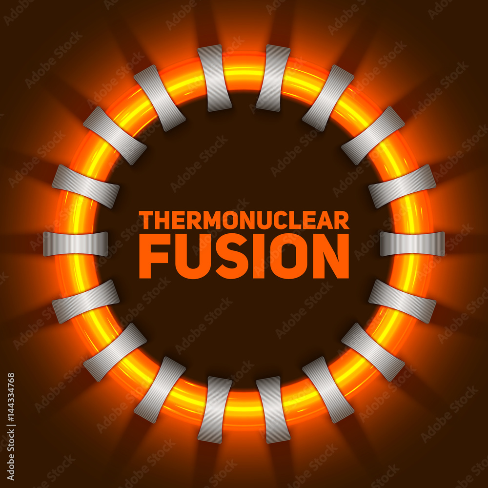 Vector abstract illustration of thermonuclear fusion reactor. Plasma ...