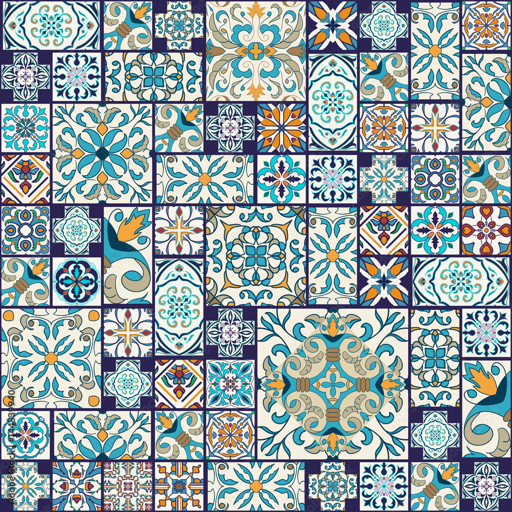 Vector Seamless Texture Beautiful Mega Patchwork Pattern For Design
