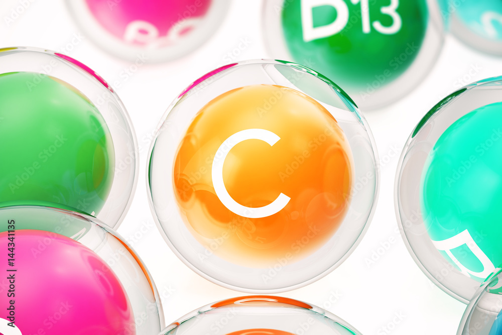 Vitamin C , isolated on white background. Symbol of health and ...