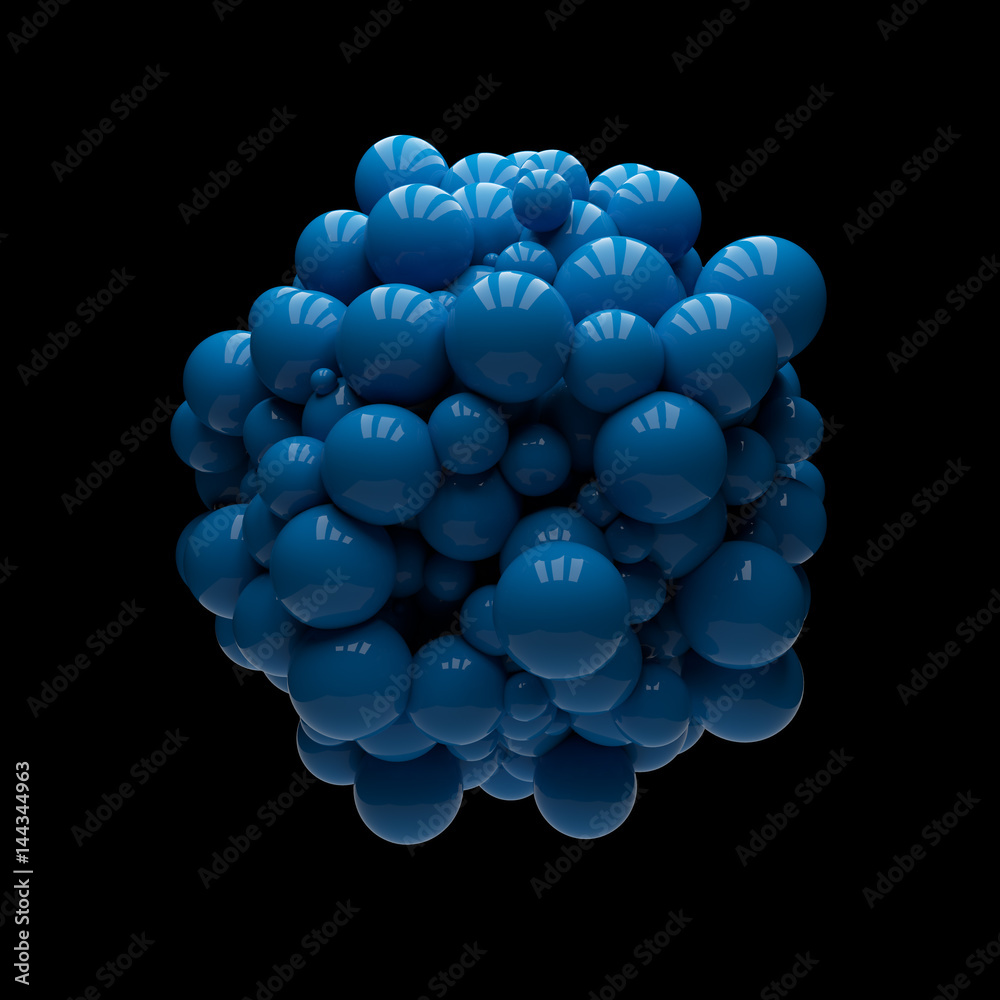 Group of blue glossy spheres attracted to each other Stock Illustration ...