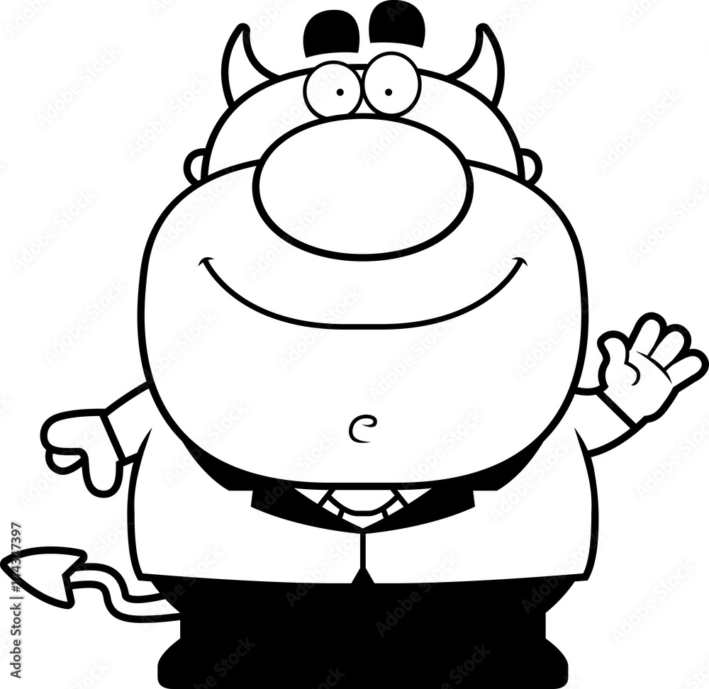 Waving Cartoon Devil Stock Vector | Adobe Stock